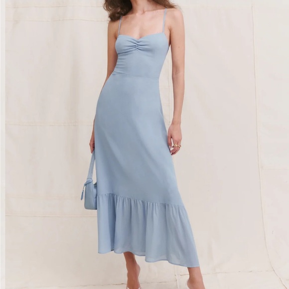 Reformation | Dresses | Reformation Emersyn Blue Midi Dress | Poshmark